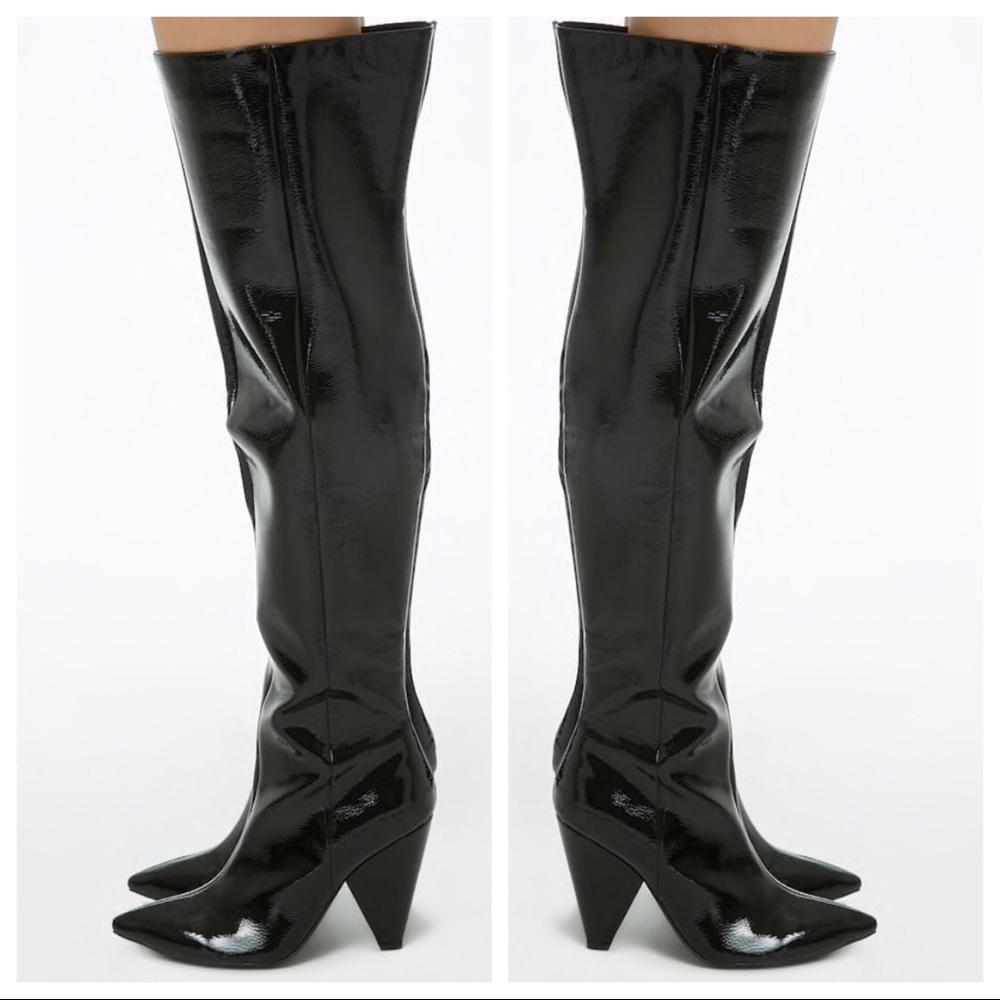 Over The Knee Patent Thigh High Boots - Gem